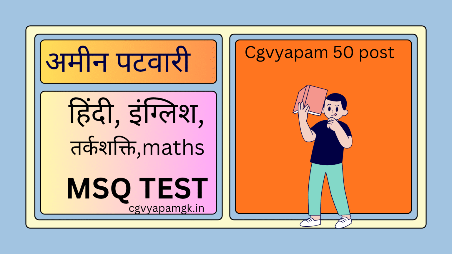 Cg Vyapam Amin Patwari MCQ test syllabus